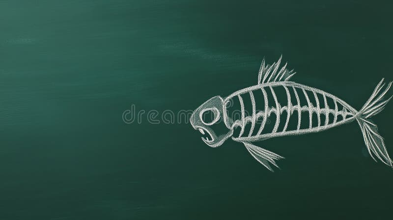 Chalkboard Drawing of a Fish Skeleton Stock Illustration - Illustration ...