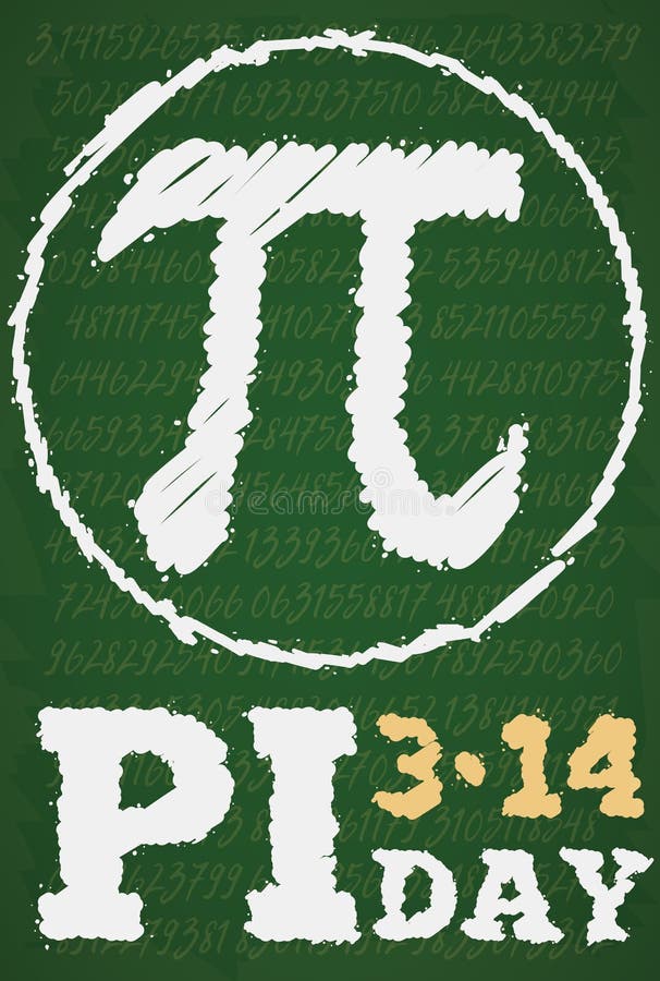 Chalkboard Drawing With Pi Series And Symbol For Pi Day Vector Illustration Stock Vector