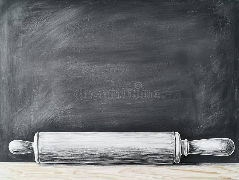 A Chalkboard Drawing of a Rolling Pin, Smooth Cylindrical Shape with ...