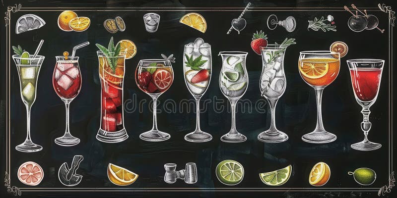 Chalkboard Drinks Menu. High Detailed Drink Concept Stock Image - Image ...