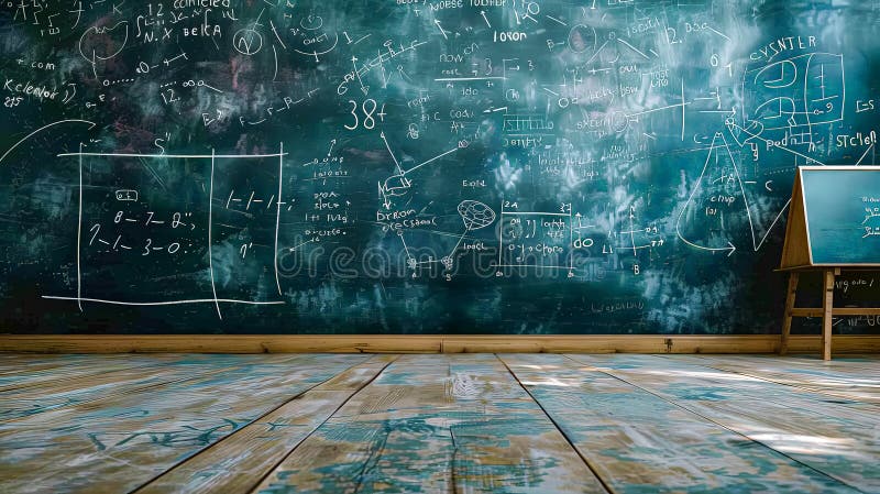 A Chalkboard with Equations and Numbers on it Stock Image - Image of ...