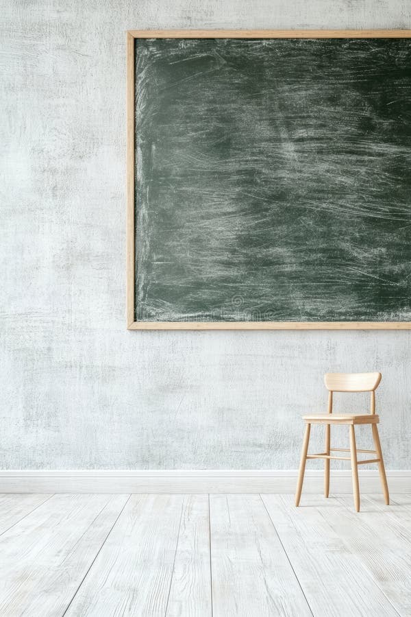 Chalkboard Evolving into a Digital Screen in a Minimalist Classroom ...