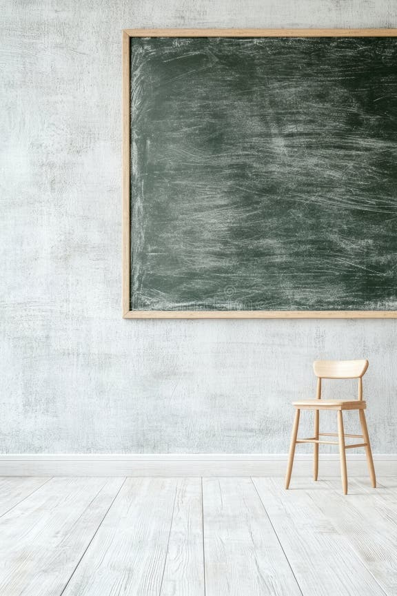 Chalkboard Evolving into a Digital Screen in a Minimalist Classroom ...