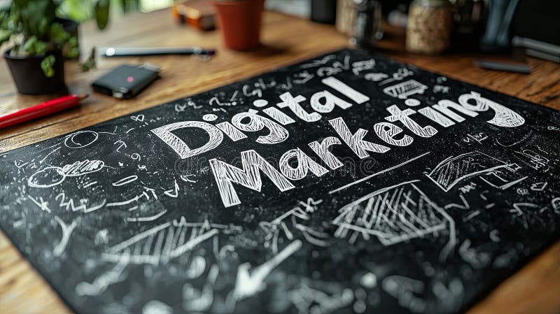 Chalkboard Featuring Creative Digital Marketing Concepts Ideas Stock ...
