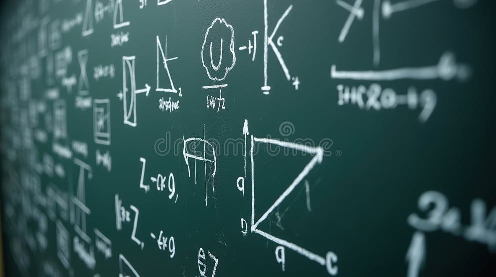 Chalkboard Featuring Mathematical Equations, Graphs, and Scientific ...