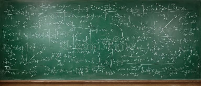The Chalkboard Filled with Complex Mathematical Equations and Diagrams ...