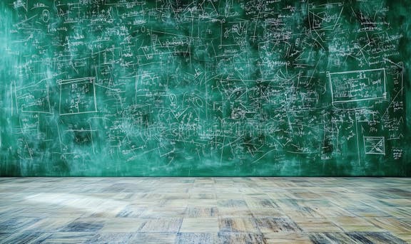 Chalkboard Filled with Complex Mathematical Equations and Diagrams in ...