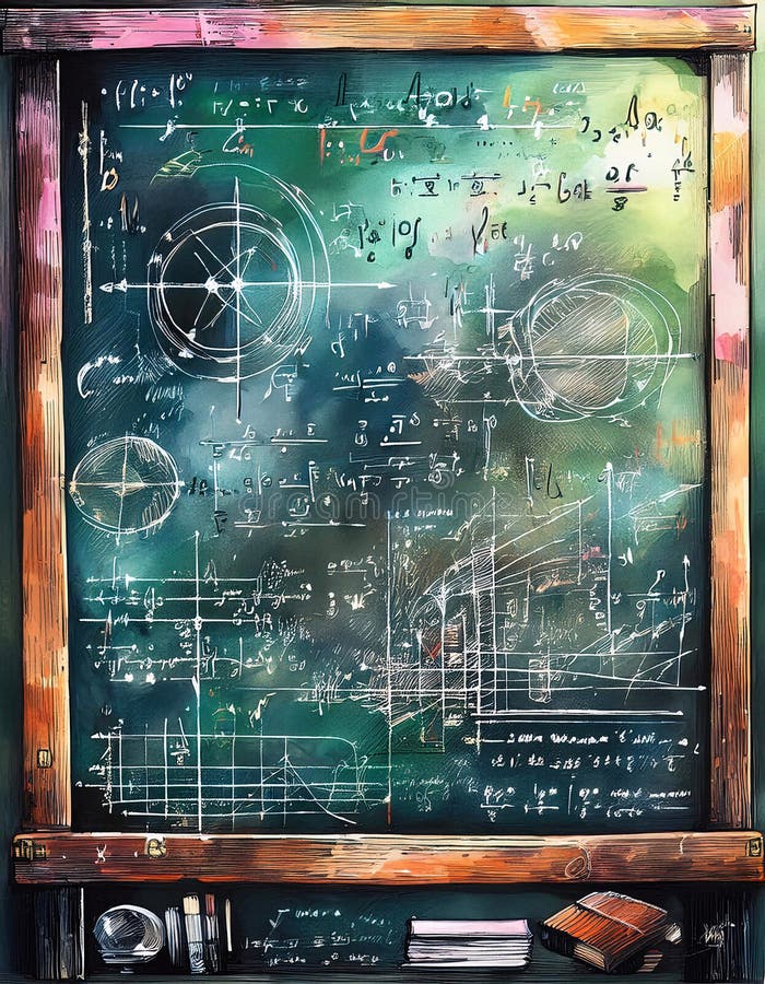A Chalkboard Filled with Complex Mathematical Equations and Diagrams ...