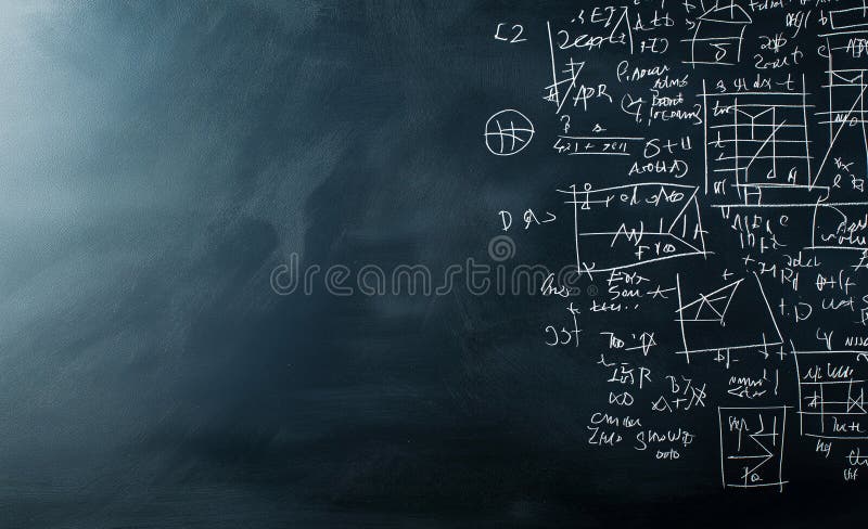 Chalkboard Filled with Complex Mathematical Equations and Diagrams ...