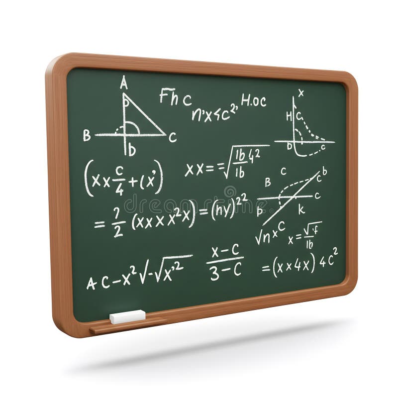 Chalkboard Filled with Complex Mathematical Equations and Geometric ...