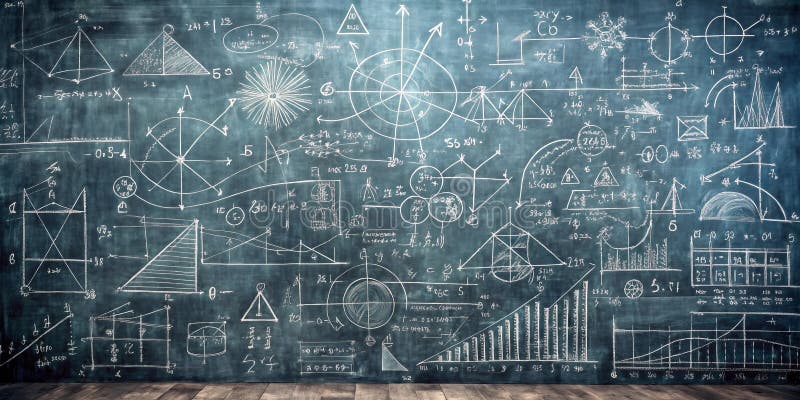 A Chalkboard Filled with Complex Mathematical Equations, Geometric ...