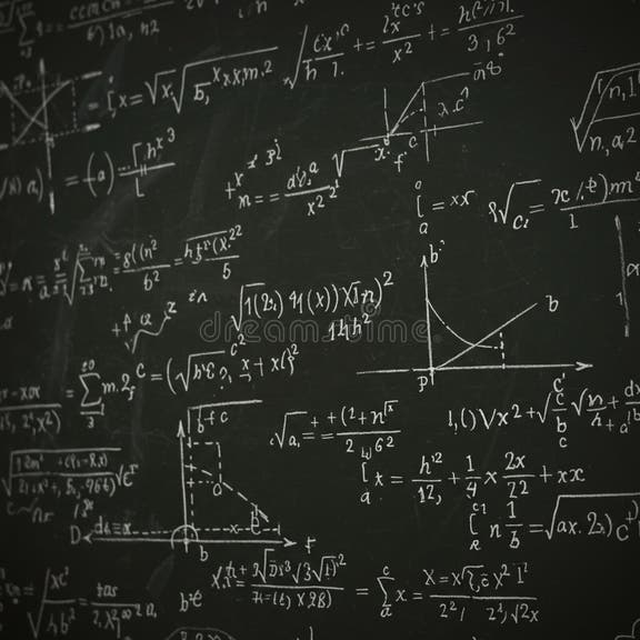 A Chalkboard Filled with Complex Mathematical Equations and Graphs. the ...