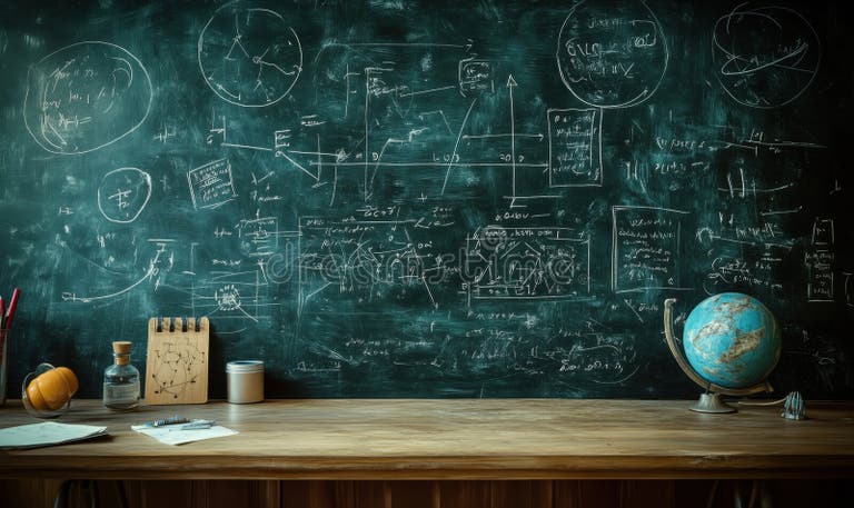 Chalkboard Filled with Complex Mathematical Equations and Scientific ...