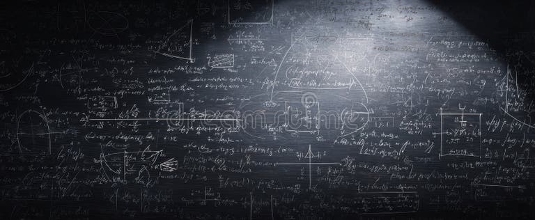 The Chalkboard Filled with Complex Mathematical Equations and ...
