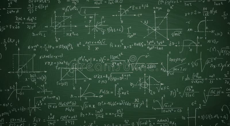 Chalkboard Filled with Complex Mathematical Formulas and Graphs in a ...
