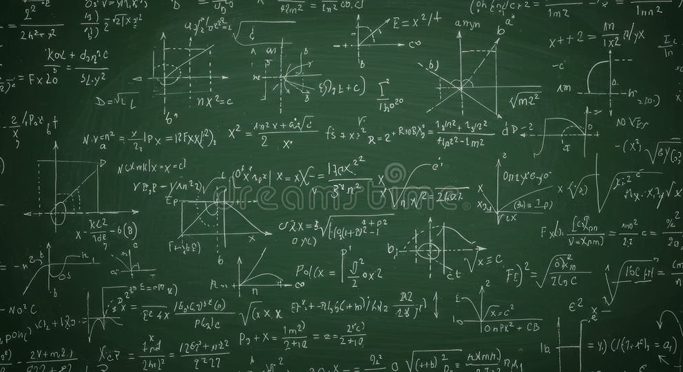 Chalkboard Filled with Complex Mathematical Formulas and Graphs in a ...