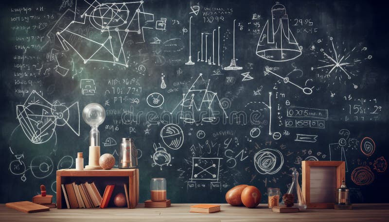 A Chalkboard Filled with Formulas, Equations, and Diagrams Stock ...