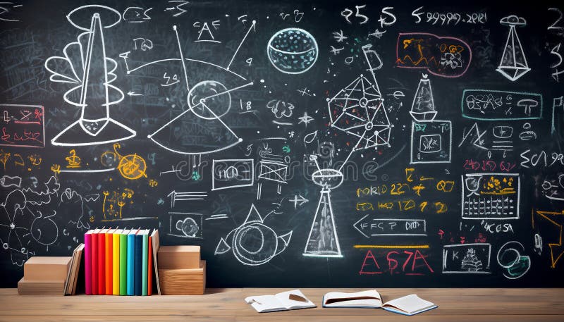 A Chalkboard Filled with Formulas, Equations, and Diagrams Stock ...