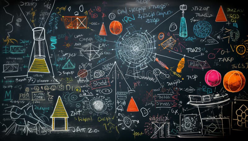 A Chalkboard Filled with Formulas, Equations, and Diagrams Stock ...