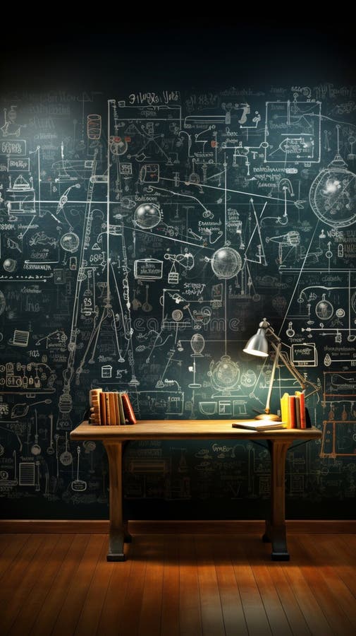 Chalkboard Filled with Math Formulas, Part of a 3D School Concept Stock ...