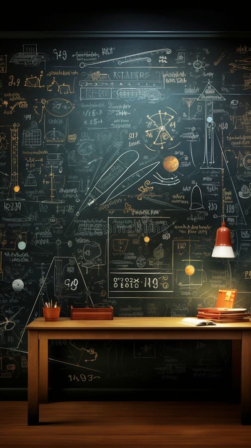 Chalkboard Filled with Math Formulas, Part of a 3D School Concept Stock ...