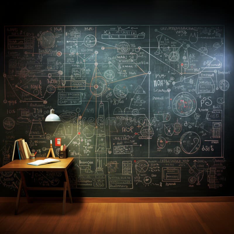 Chalkboard Filled with Math Formulas, Part of a 3D School Concept Stock ...