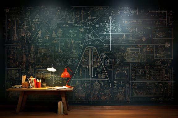 Chalkboard Filled with Math Formulas, Part of a 3D School Concept Stock ...