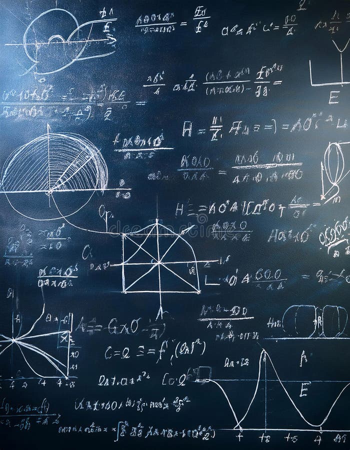 A Chalkboard Filled with Mathematical Equations and a Graph, Including ...