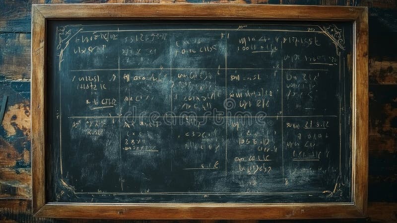 Chalkboard Filled with Mathematical Equations and Notes in a Classroom ...