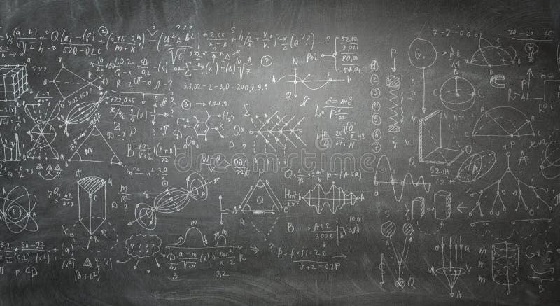 Chalkboard with formulas stock illustration. Illustration of solution ...