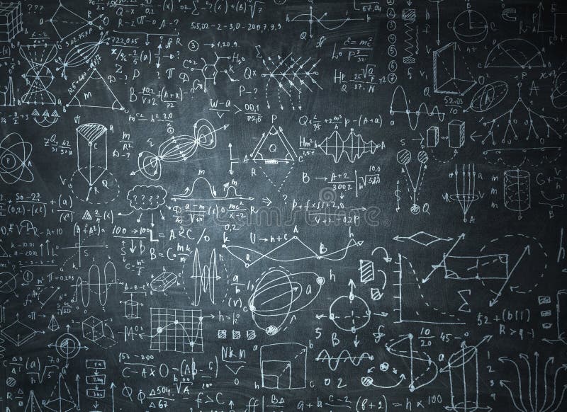 Chalkboard with formulas stock illustration. Illustration of blackboard ...