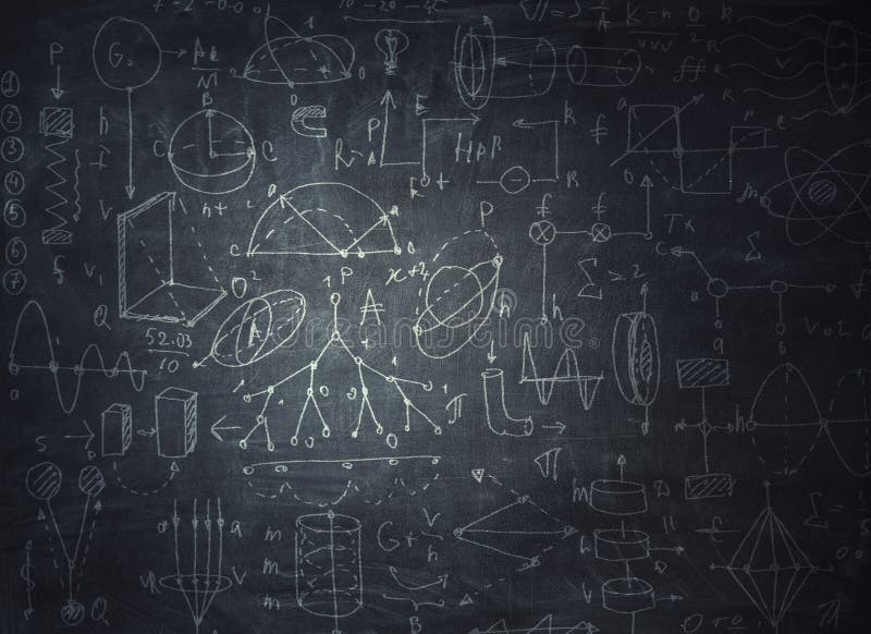 Chalkboard with formulas stock illustration. Illustration of blackboard ...