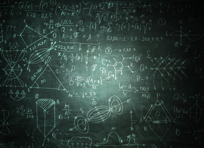 Chalkboard with formulas stock illustration. Illustration of blackboard ...