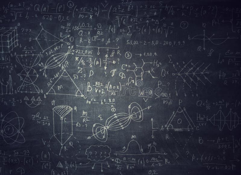 Chalkboard with formulas stock image. Image of symbol - 131360287