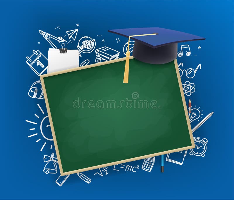Chalkboard with Graduation Cap. Stock Vector - Illustration of papercut ...