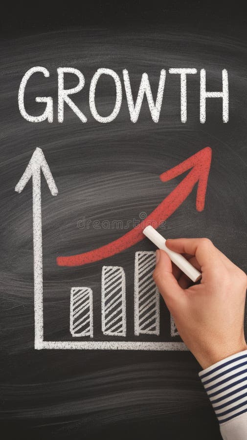 Chalkboard with Growth and an Upward Arrow, Emphasizing Progress Stock ...