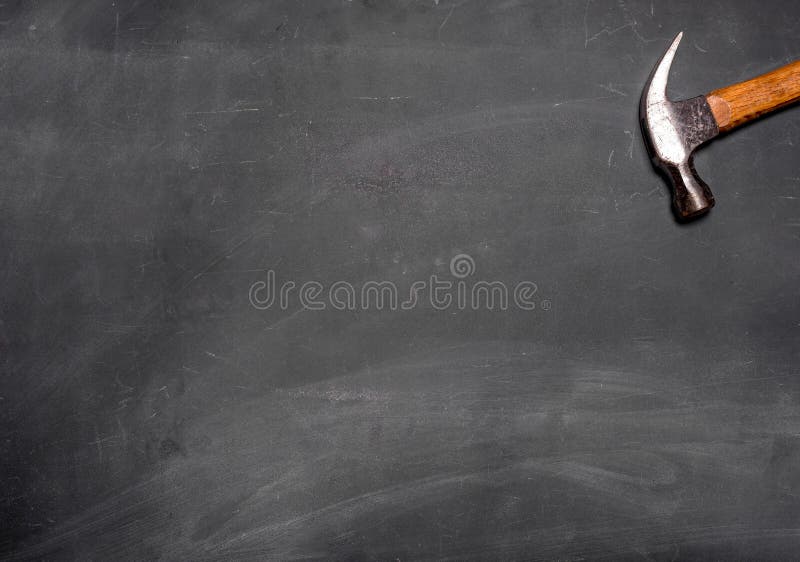 Chalkboard with Hammer on the Side Stock Photo - Image of education ...