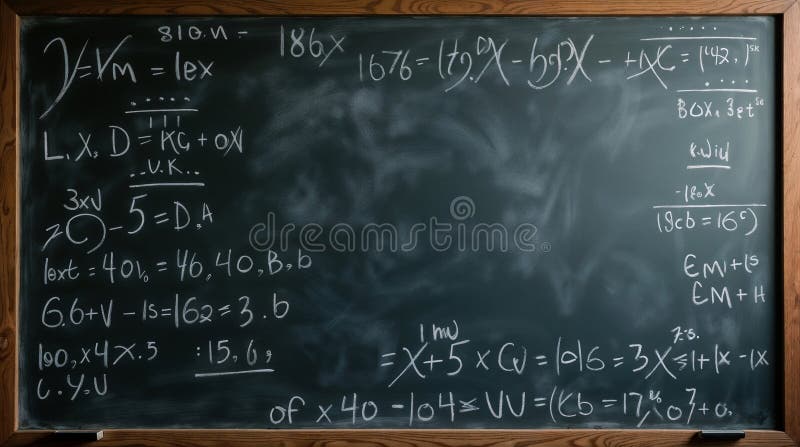 Chalkboard with Handwritten Mathematical Equations Stock Illustration ...