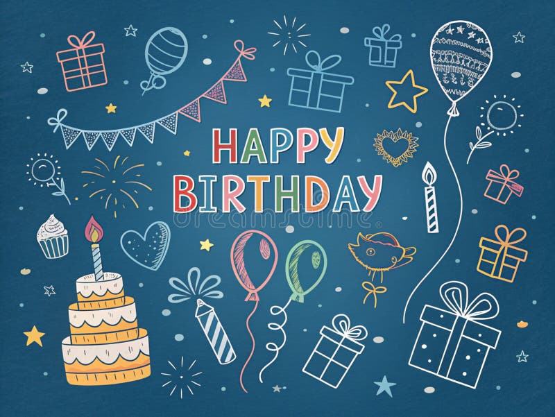 Chalkboard Happy Birthday Party Design Stock Illustration ...