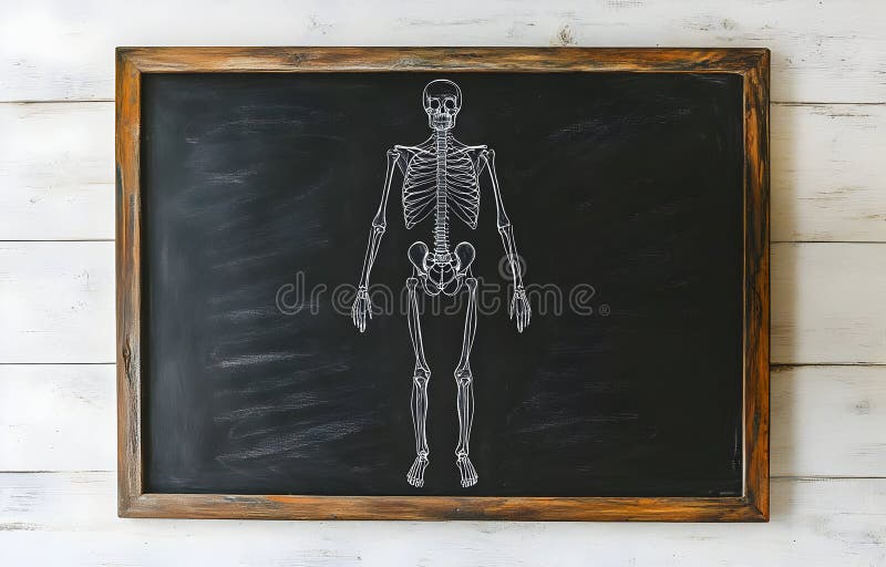 A Chalkboard Illustration of a Human Skeleton for Educational Purposes ...
