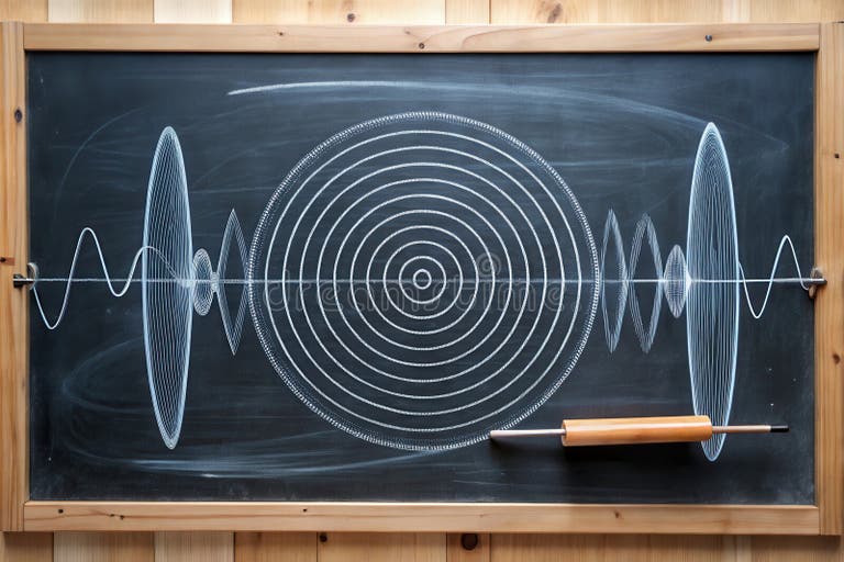 Chalkboard Illustration of Wave Propagation and Concentric Circles ...