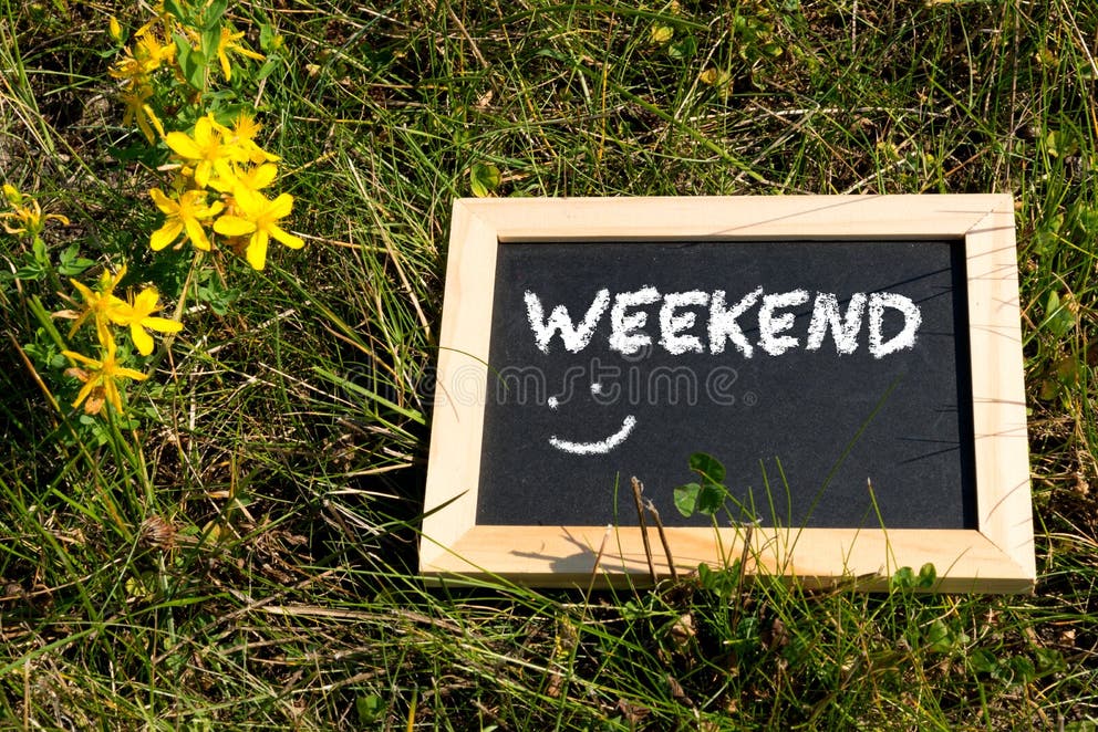 A Chalkboard Indicating Weekend Stock Photo - Image of weekend, smile ...