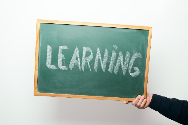 Chalkboard with LEARNING Handwritten in Chalk Stock Photo - Image of ...