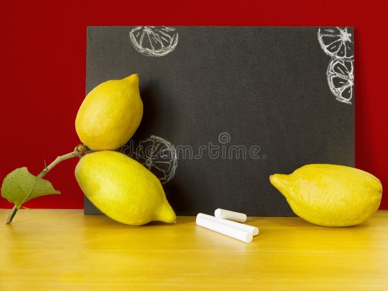 Chalkboard with Lemons for Summer Menu Stock Photo - Image of vivid ...