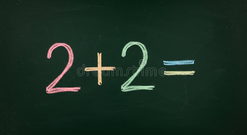 Chalkboard Math Equation with Colorful Numbers and Symbols on Dark ...