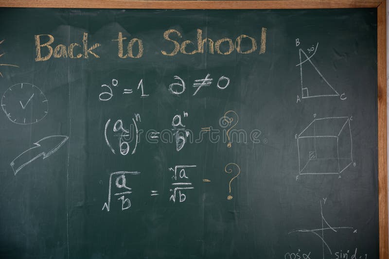 A Chalkboard with Math Problems and the Words Back To School Written on ...