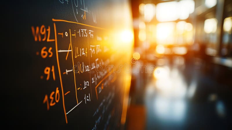 Chalkboard with Mathematical Formulas, Abstract Education Background or ...