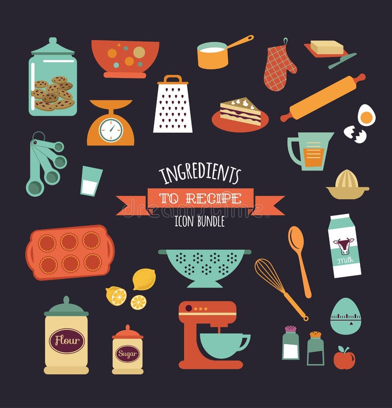 Recipe and Kitchen Vector Design, Icon Set Stock Vector - Illustration ...