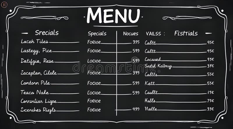 Rustic Chalkboard Menu Template for Cafes Stock Illustration ...