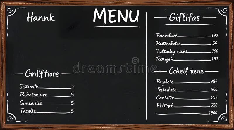 Rustic Chalkboard Menu Template for Cafes Stock Illustration ...